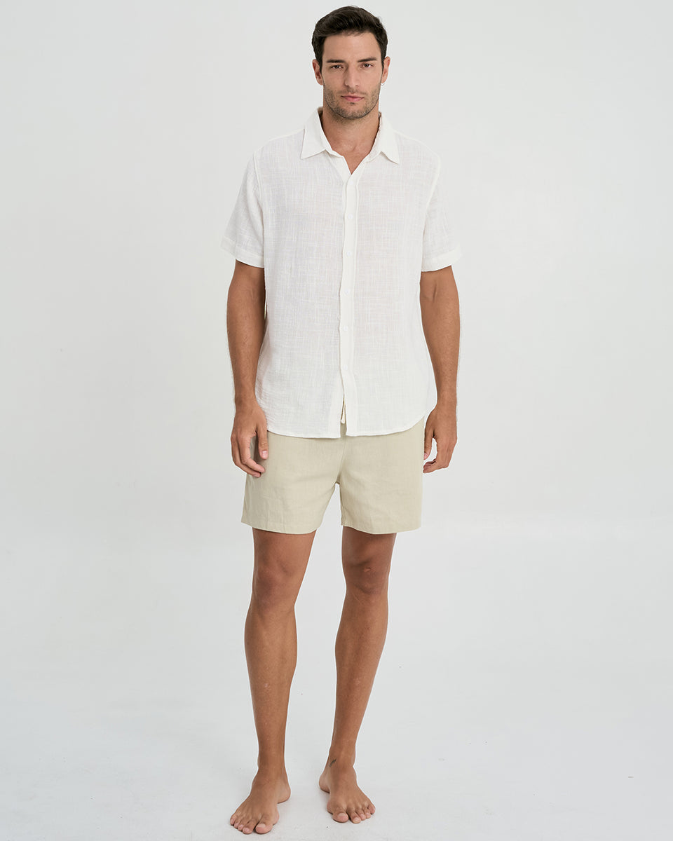 Oliver Short | Mens Linen Short | Bamboo Blonde