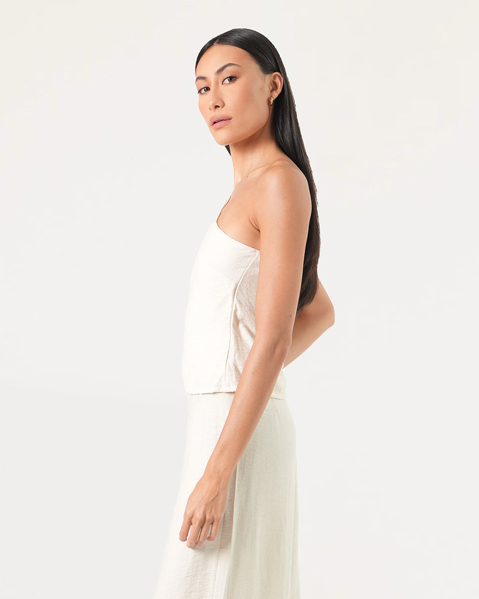 Saturn One Shoulder Top - Natural Textured | Bamboo Blonde