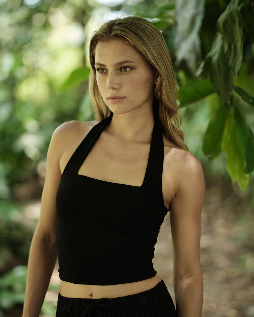 Black Halter Top | Summer Halter Top | Bamboo Blonde